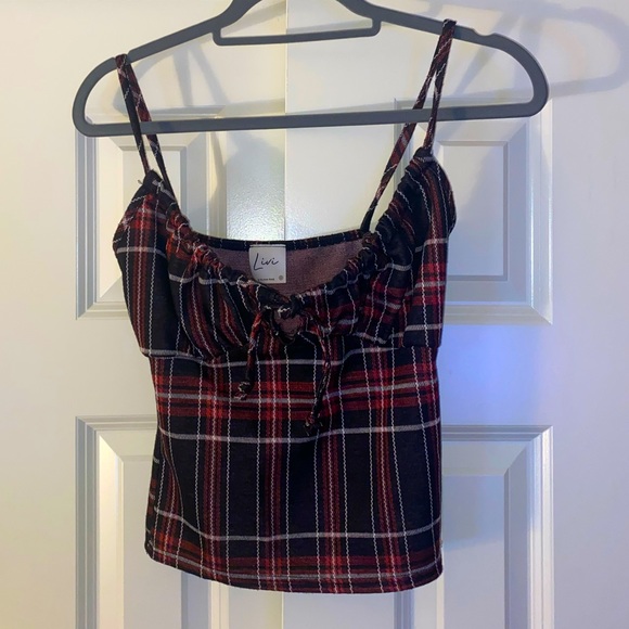Olivia Rae | Tops | Livi By Olivia Rae Red Black Plaid Crop Tank | Poshmark